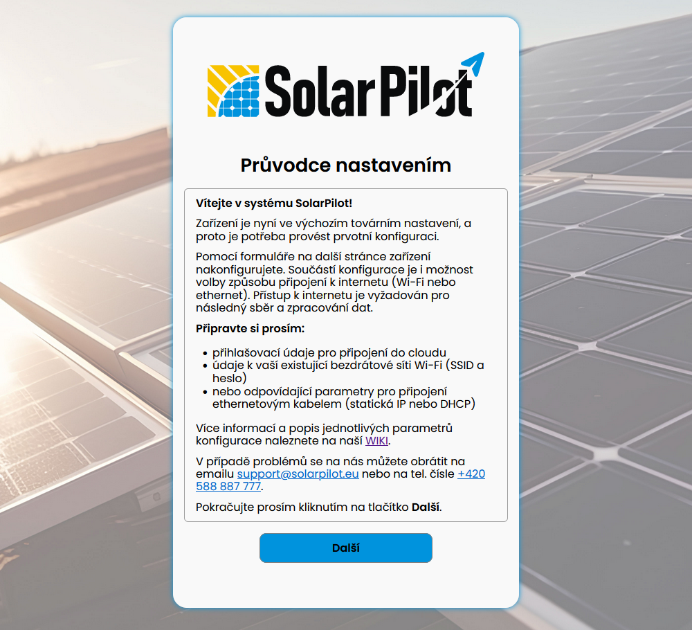 Úvodní konfigurace – SolarPilot Wiki